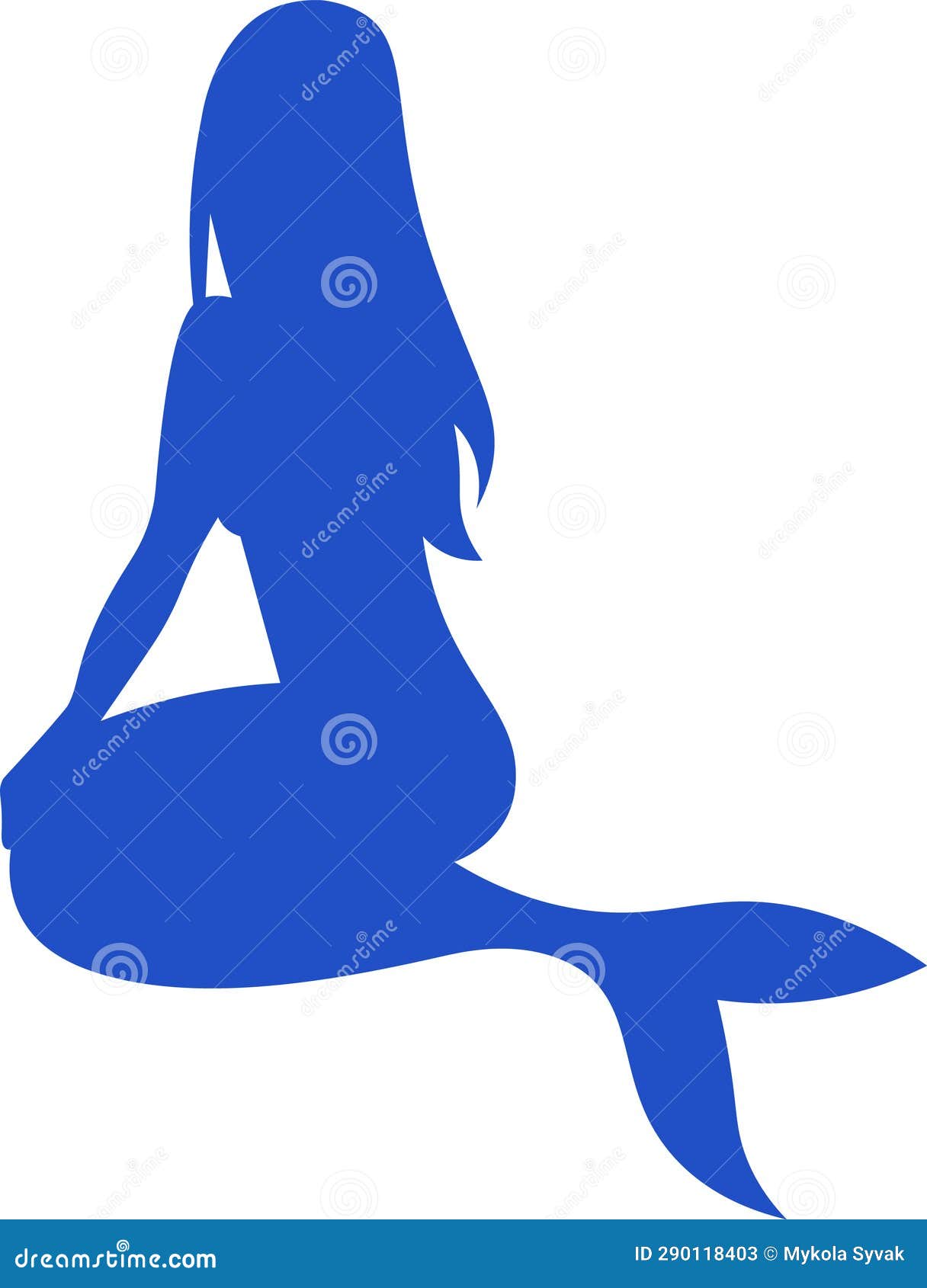 Sitting Mermaid Silhouette stock vector. Illustration of fish - 290118403