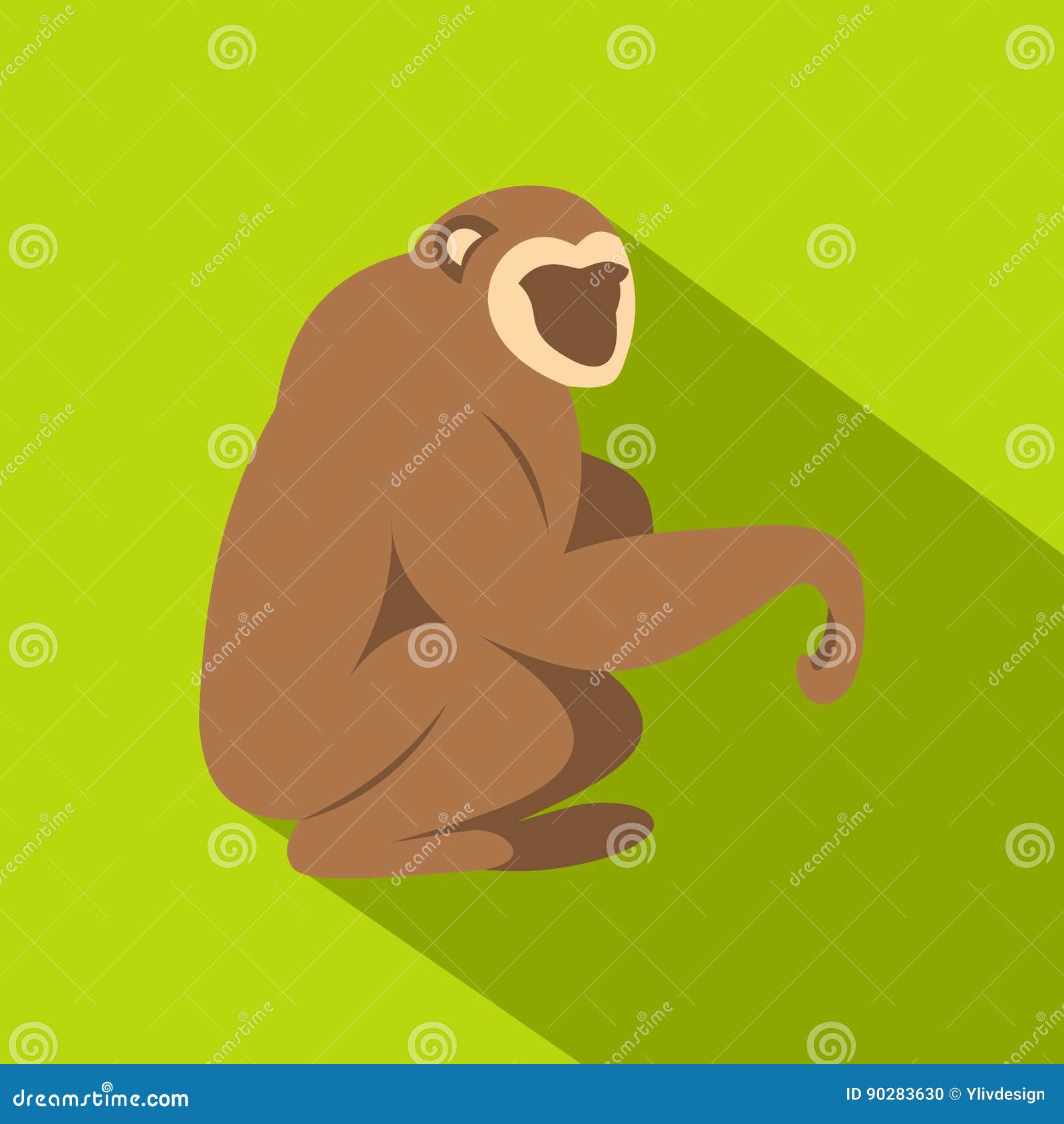 Sitting Monkey Icon, Flat Style Stock Vector - Illustration of active ...