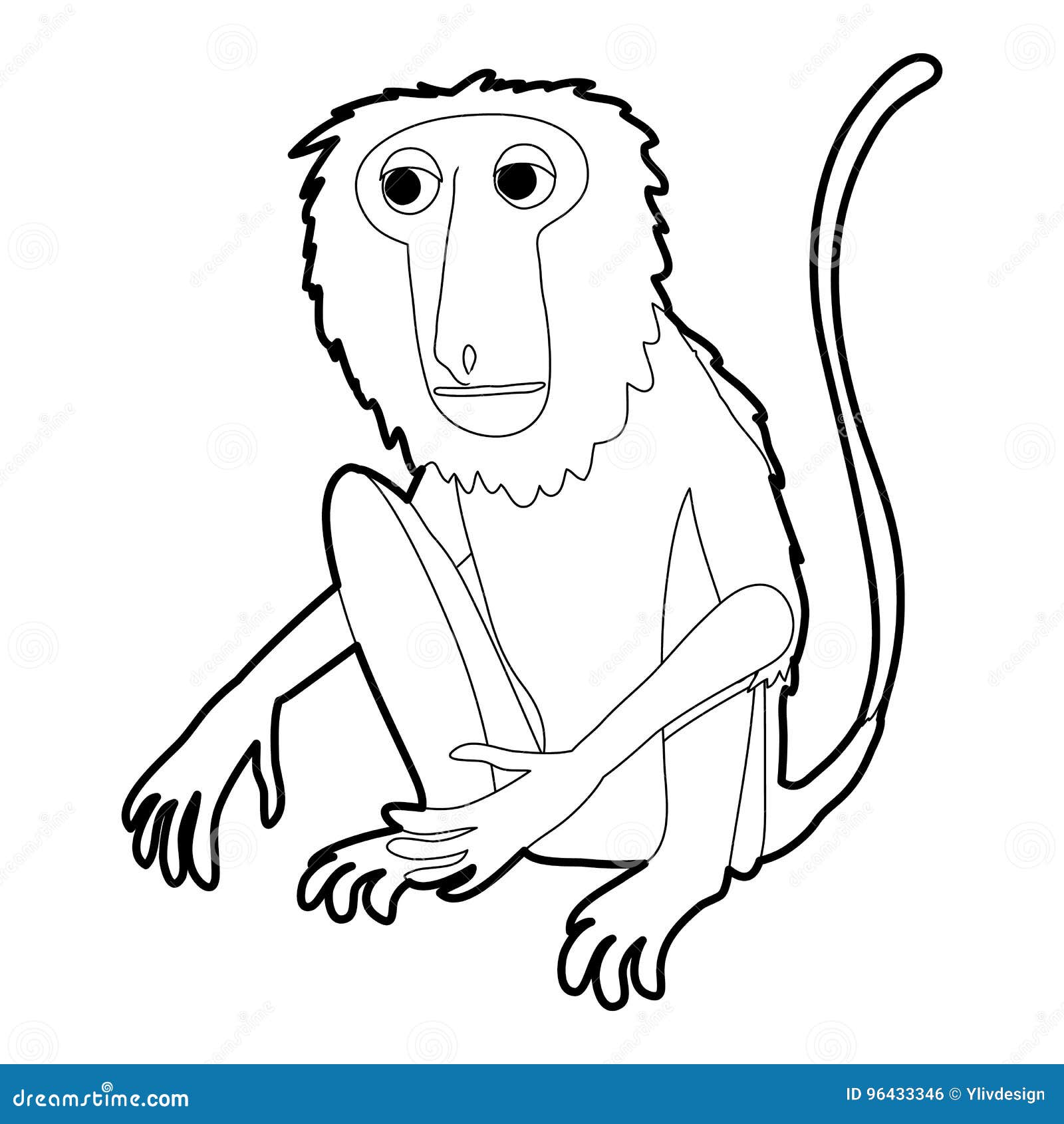 Sitting Monkey Icon Outline Stock Vector - Illustration of adorable ...