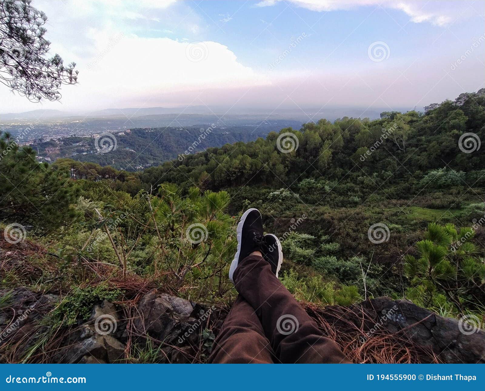 Sitting at Mountain Top in Solitude Stock Photo - Image of travelling ...