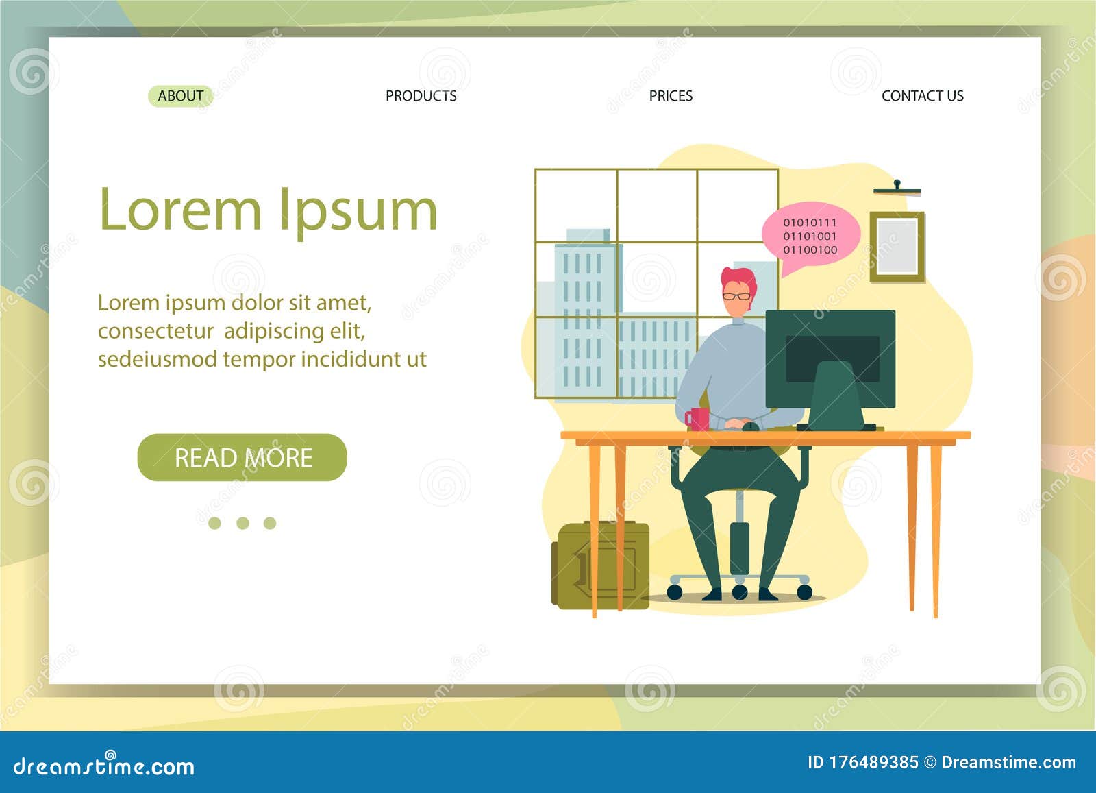 Sitting in Office, Thinking Binary Code All Time Stock Vector ...