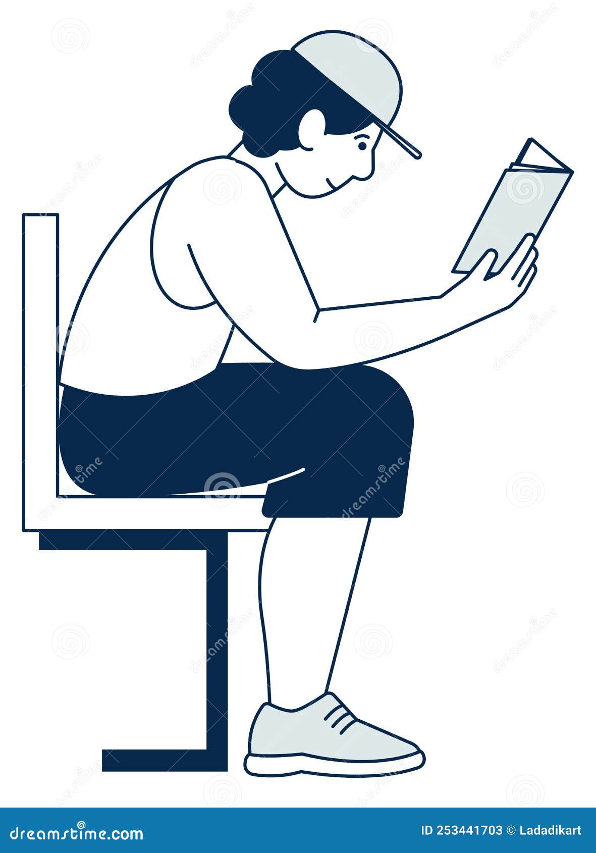 Sitting Person Reading Interesting Book. Smart Person Stock Vector ...