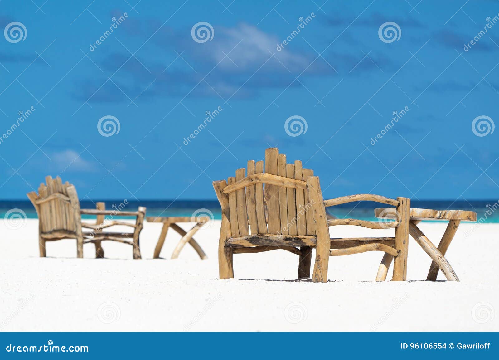Sitting Place and Table in a Tropical Beach Stock Photo - Image of ...