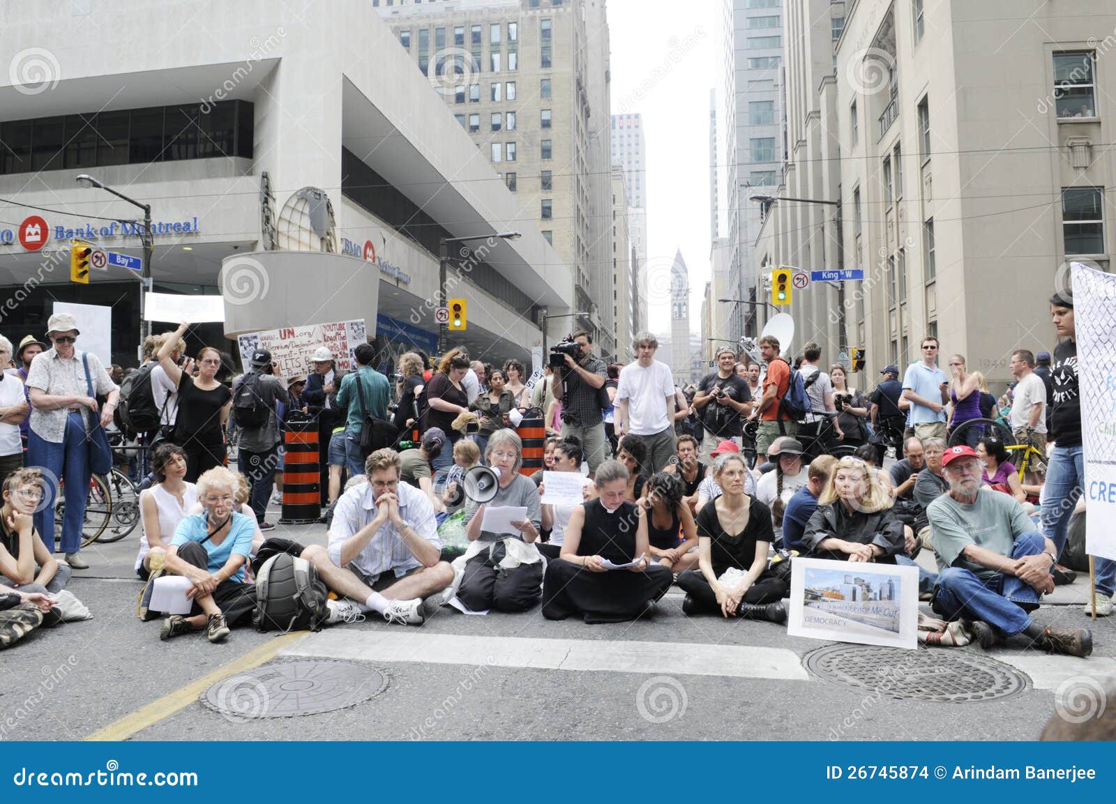 Sitting protesters. editorial stock image. Image of downtown - 26745874