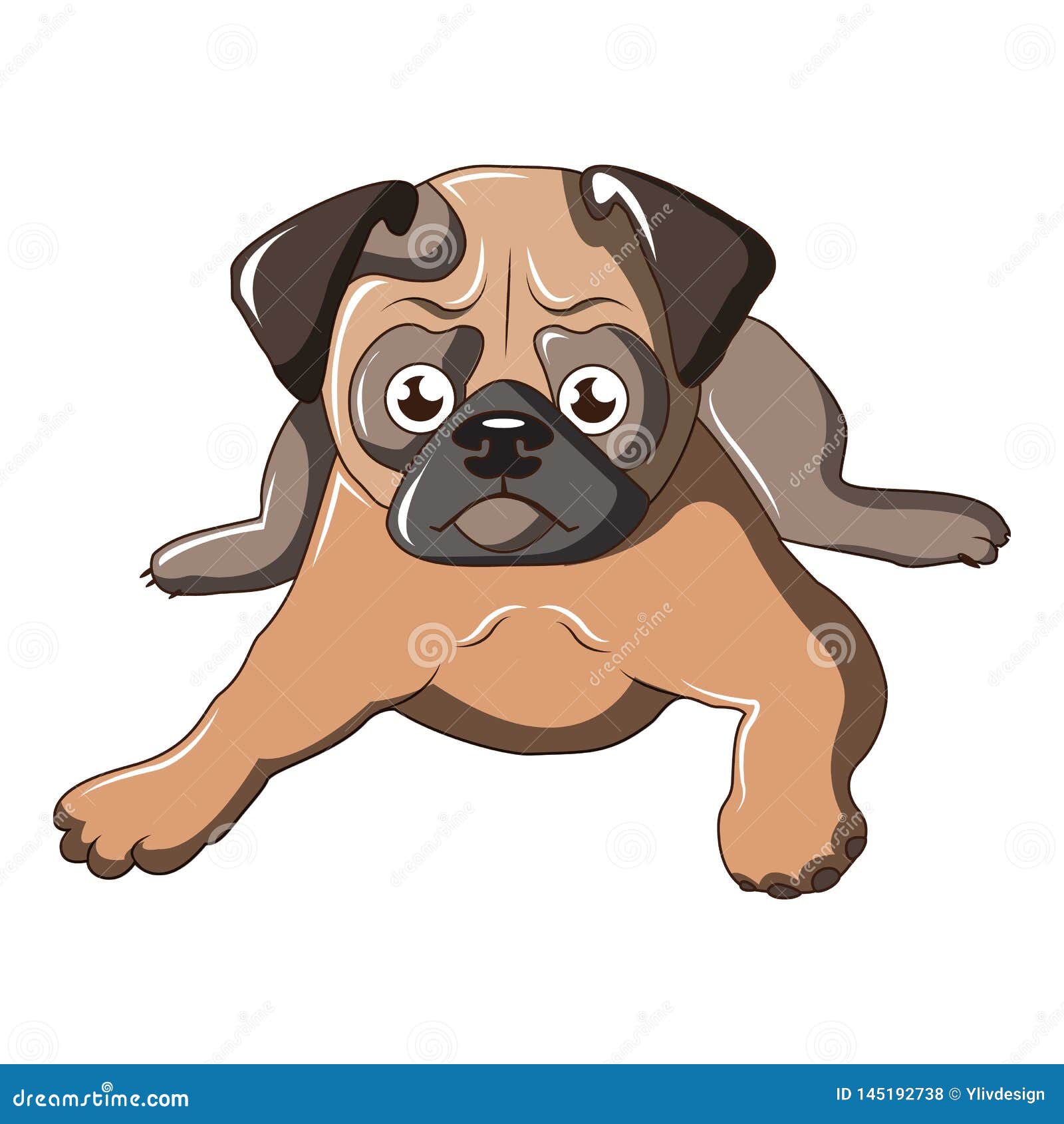Sitting Pug Dog Icon, Cartoon Style Stock Vector - Illustration of face ...