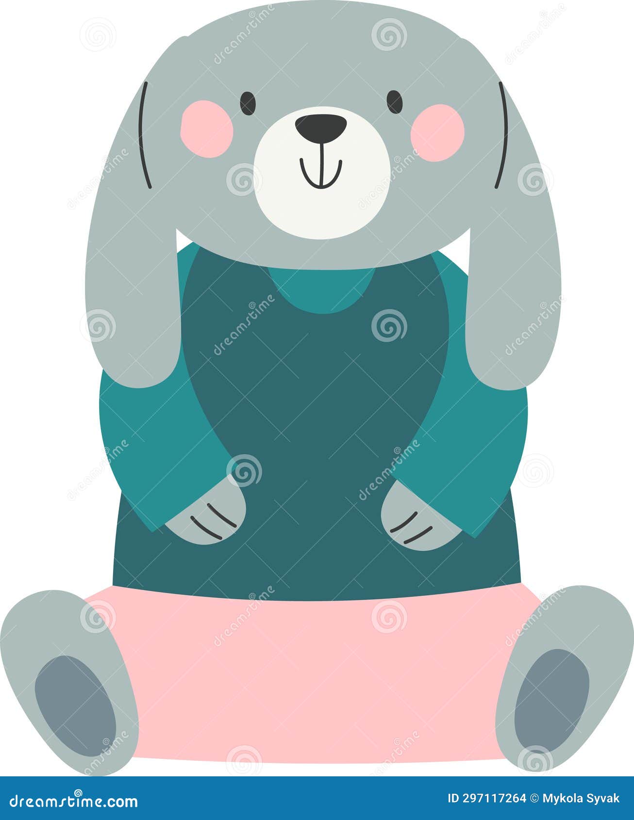 Sitting Rabbit in Clothes stock illustration. Illustration of funny ...