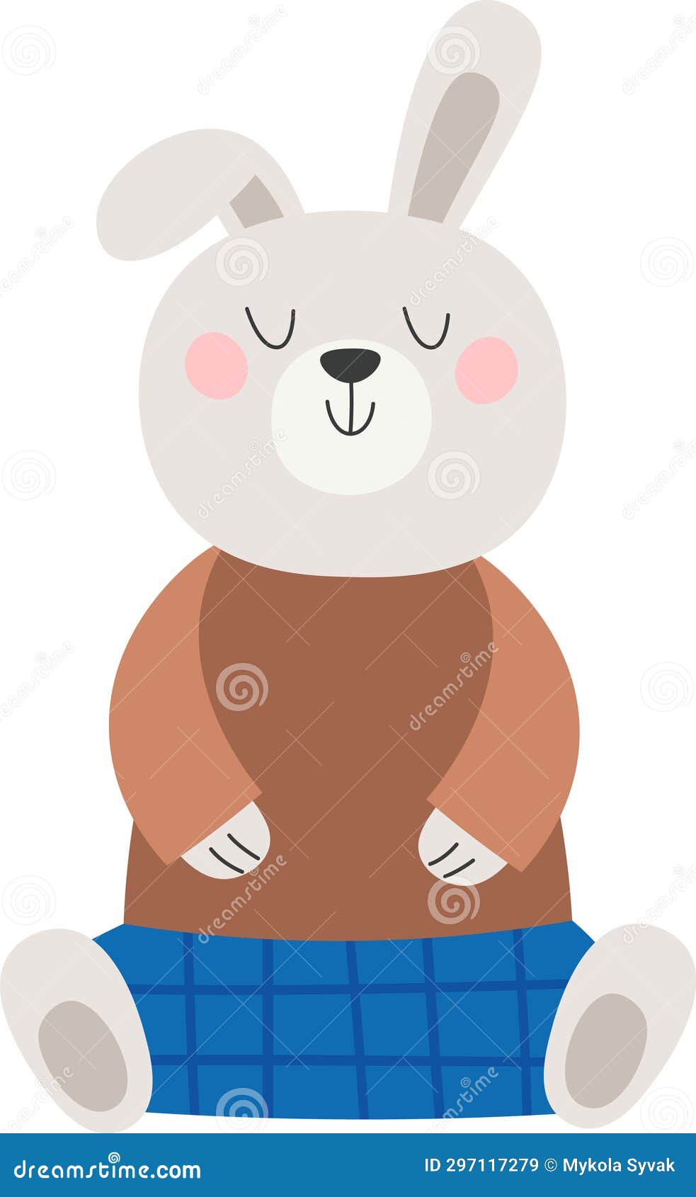 Sitting Rabbit in Clothes stock illustration. Illustration of adorable ...