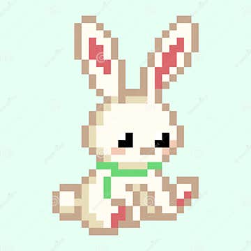 Sitting Rabbit Pattern. Pixel Rabbit Sad Image Stock Illustration ...