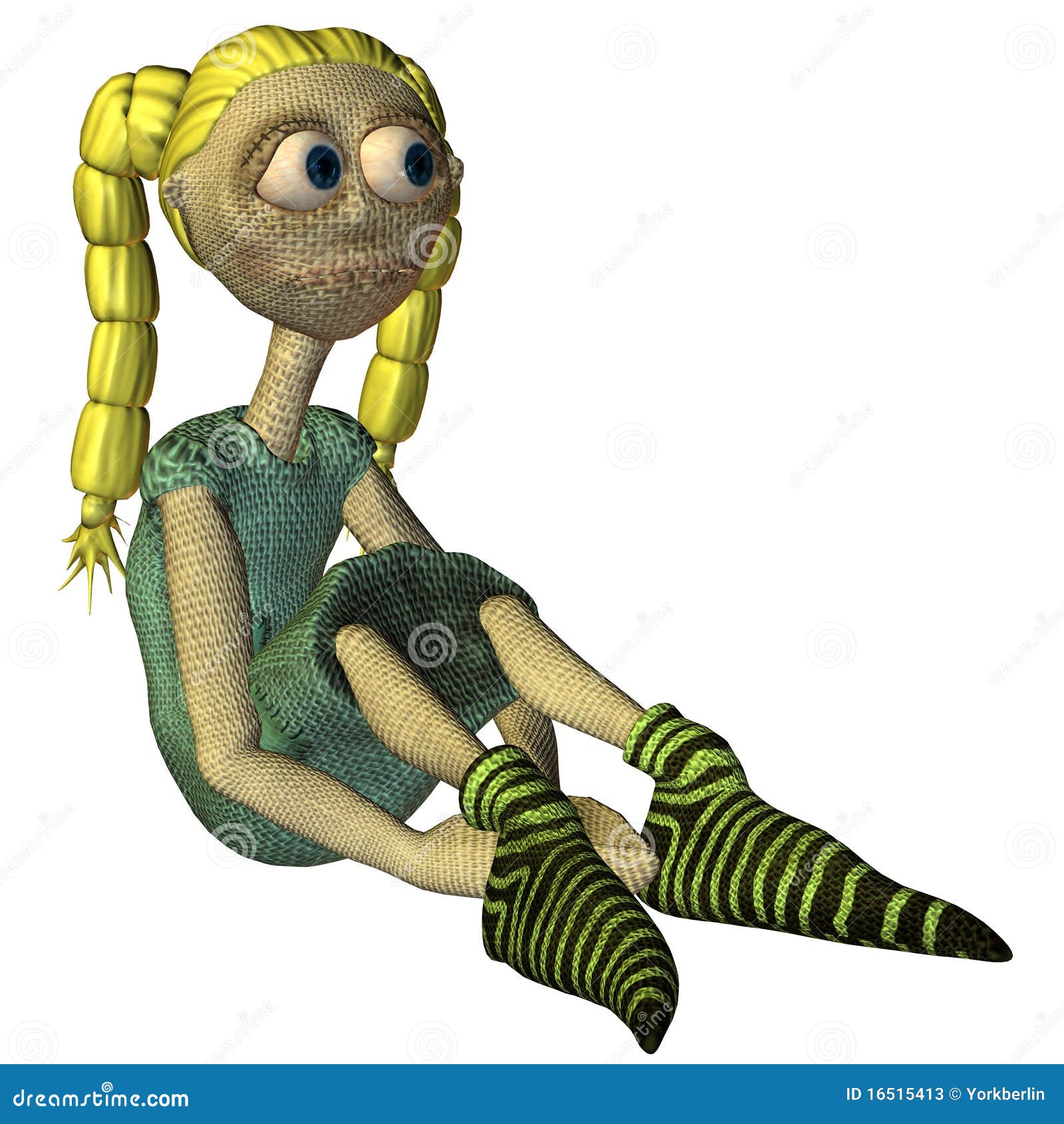 Sitting sad rag doll stock illustration. Illustration of pigtails ...