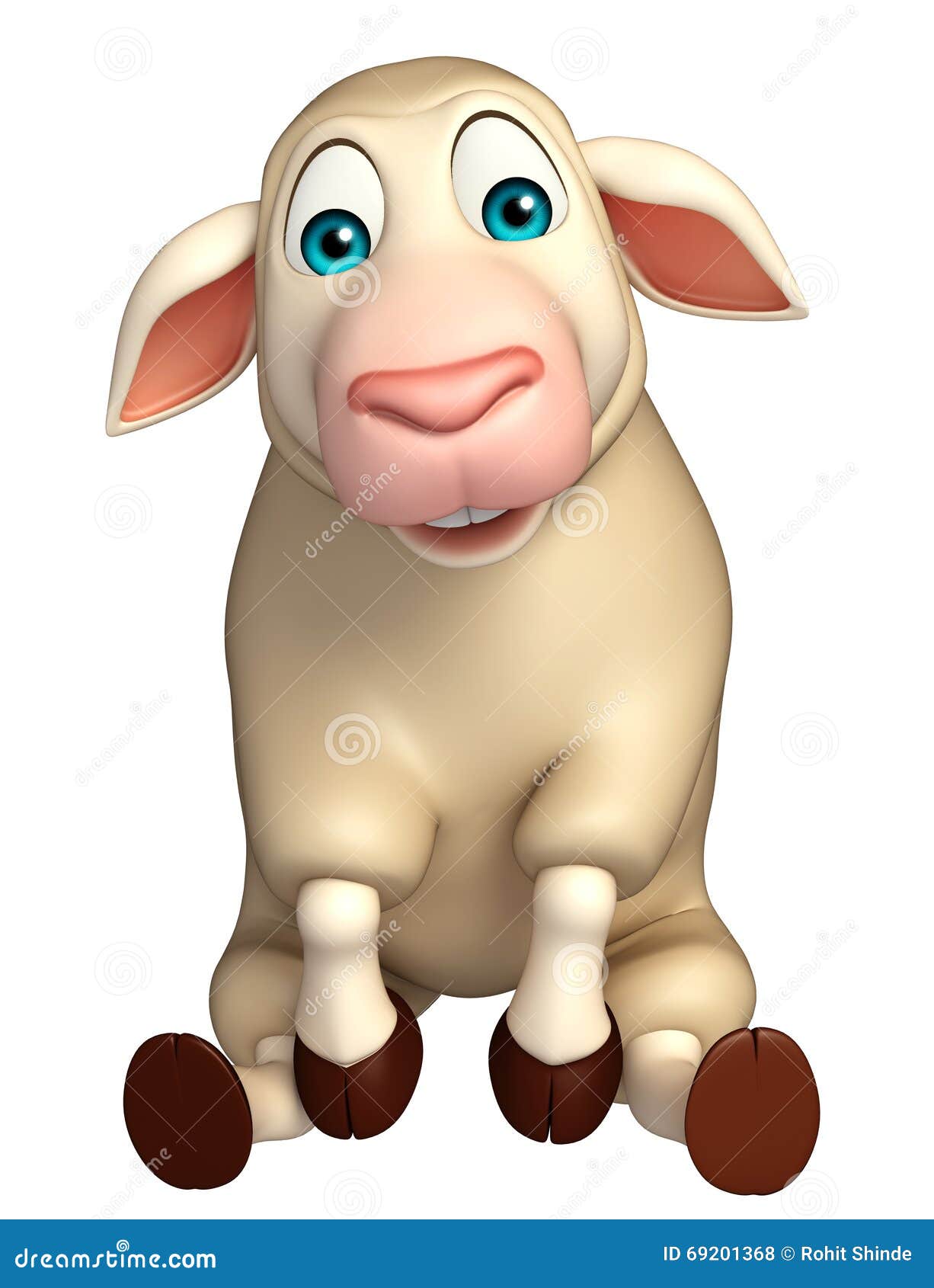 Sitting Sheep Cartoon Character Stock Illustration - Illustration of ...