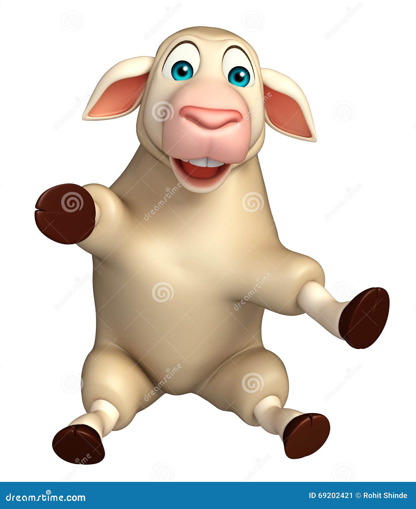 Sitting Sheep Cartoon Character Stock Illustration - Illustration of ...