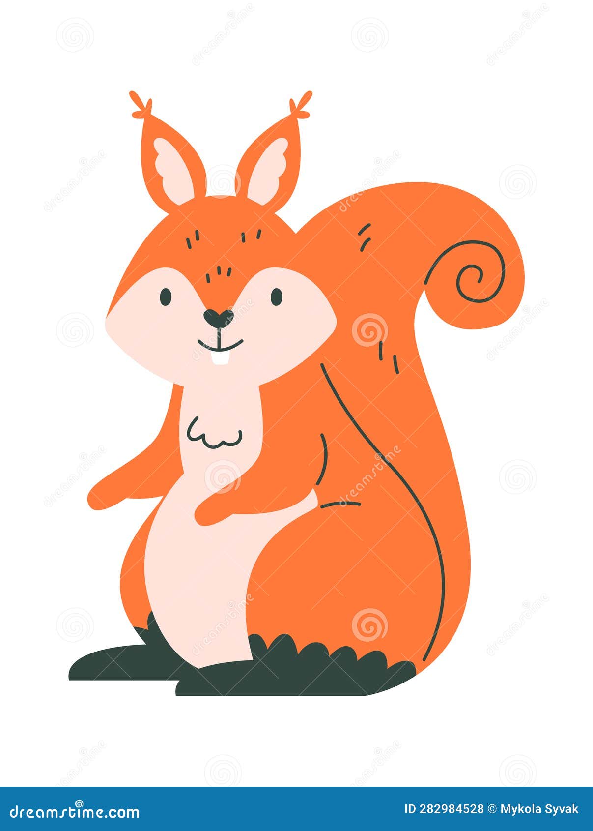 Sitting Squirrel Coloring Page Cartoon Vector | CartoonDealer.com ...