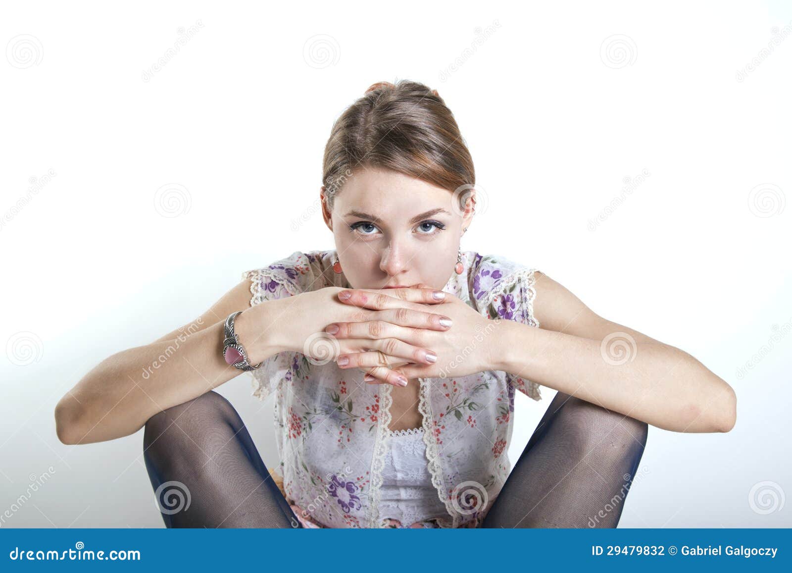 Sitting and staring stock photo. Image of beautiful, alluring - 29479832