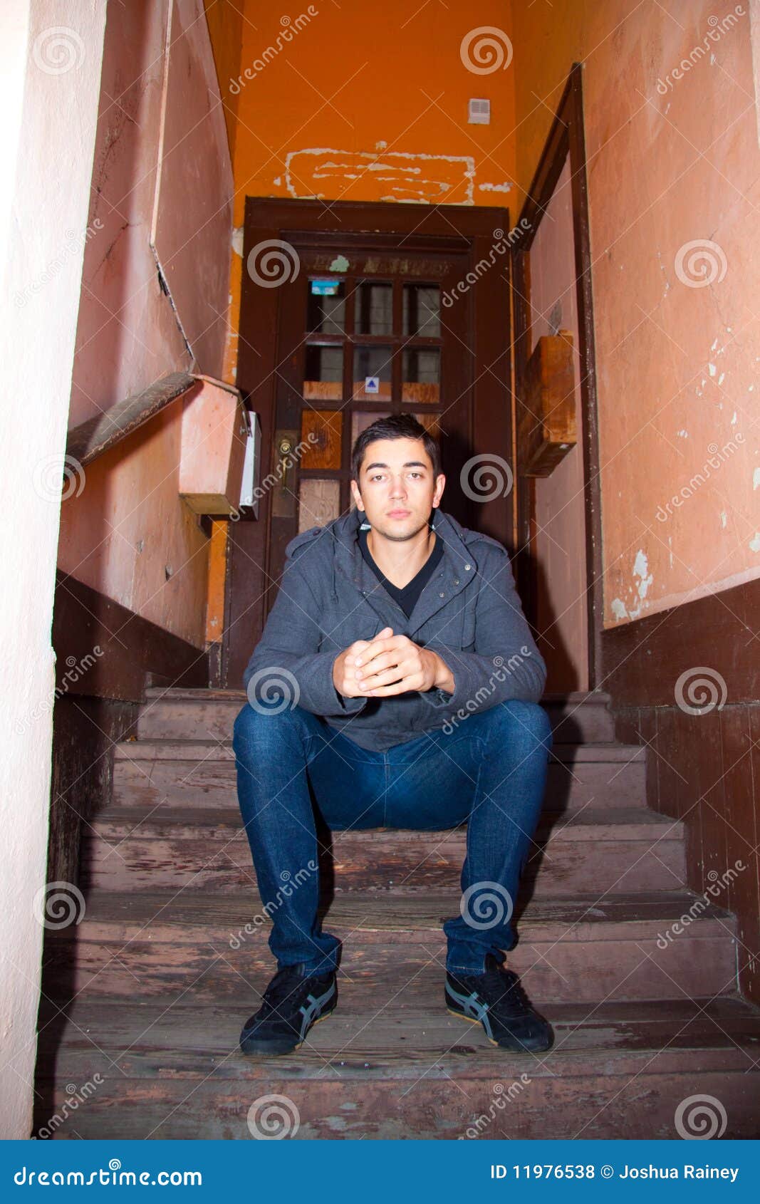 Sitting on Steps stock photo. Image of male, short, vertical - 11976538