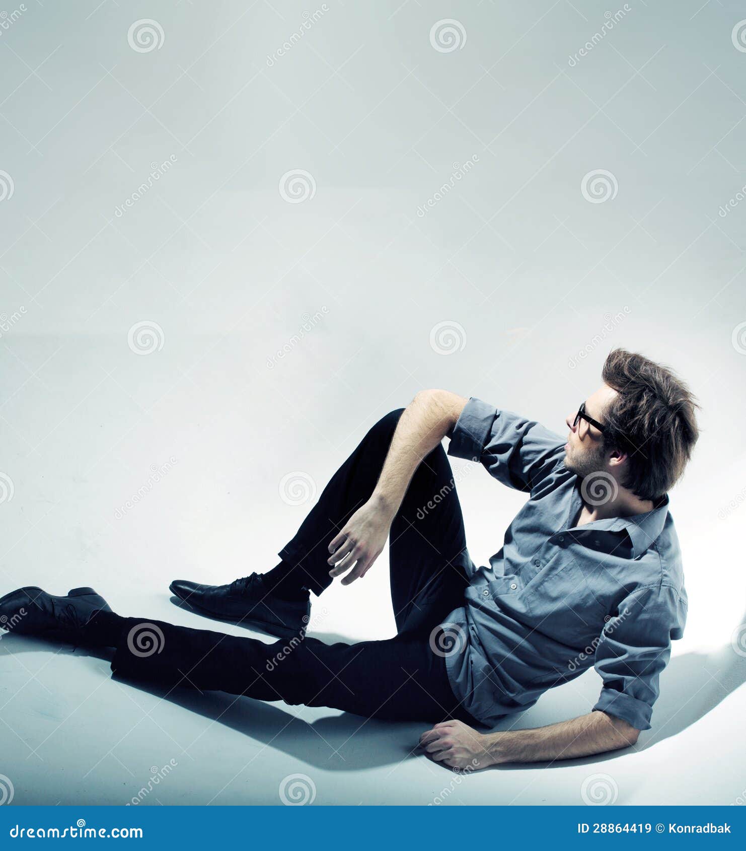Sitting And Thinking Calm Man Stock Image - Image of armchair, model ...