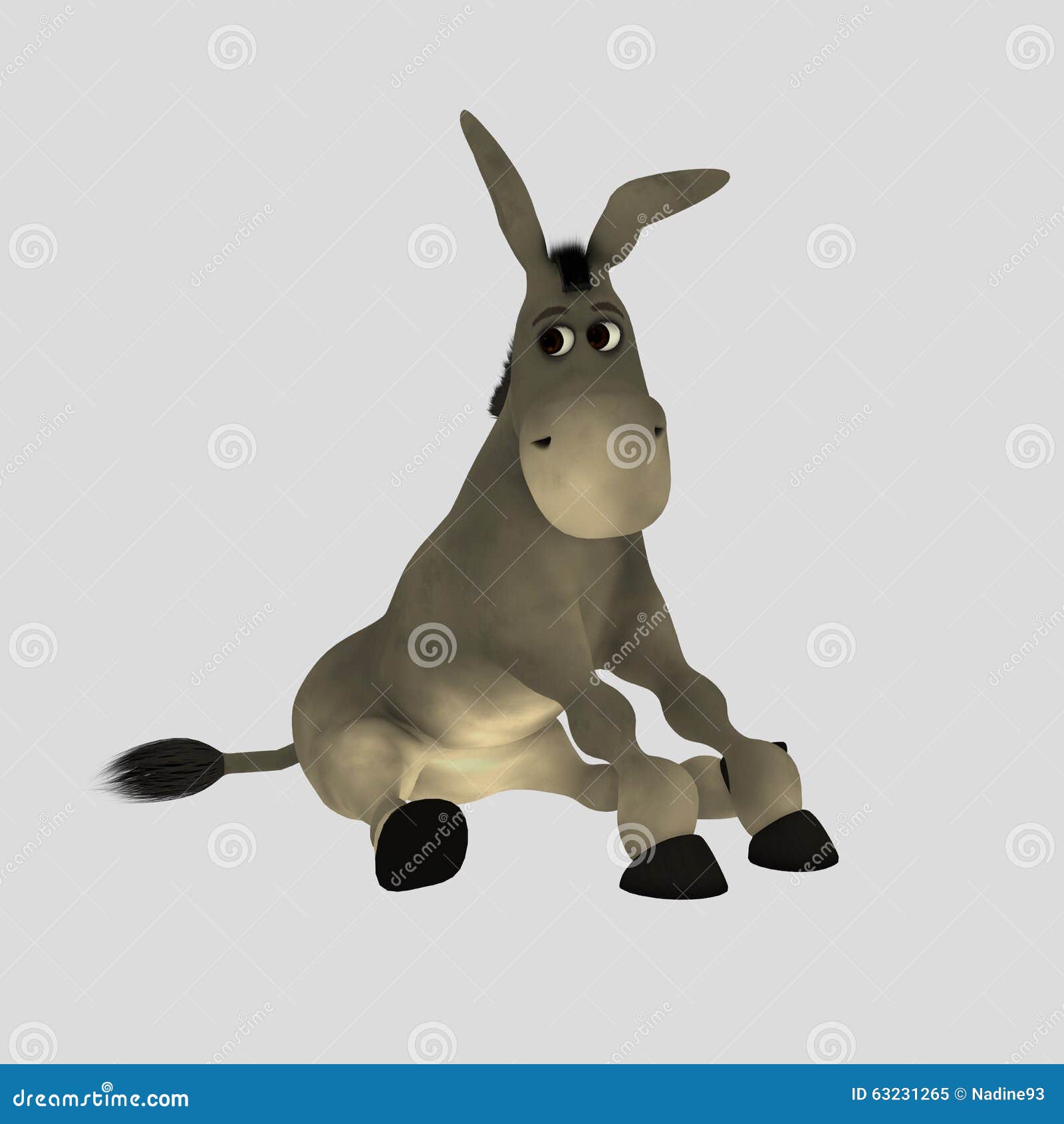Sitting toon donkey stock illustration. Illustration of render - 63231265