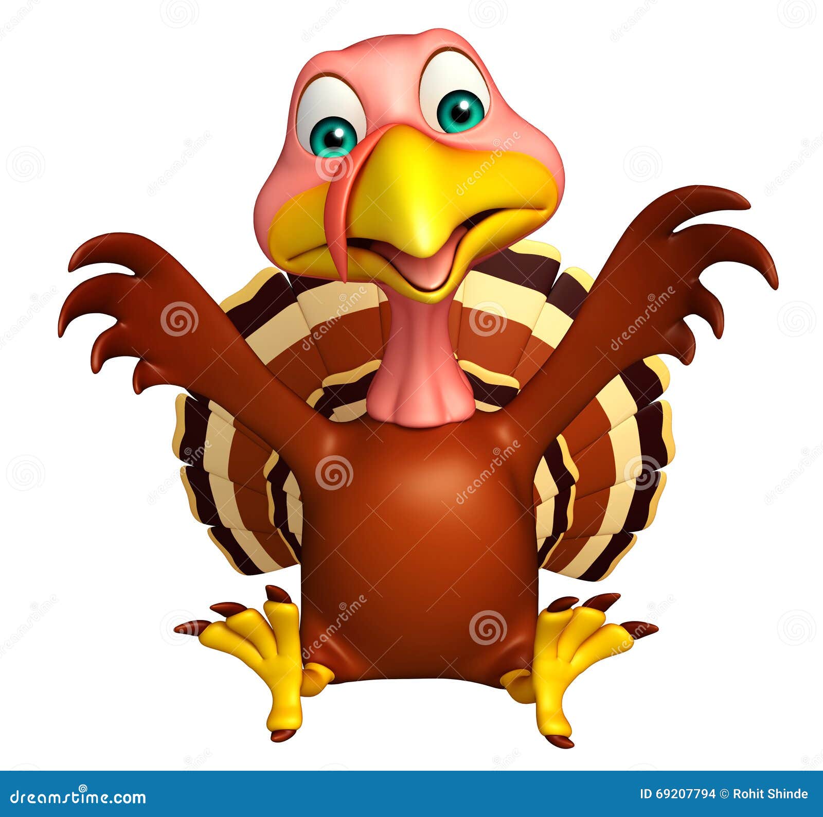 Sitting Turkey Cartoon Character Stock Illustration - Illustration of ...