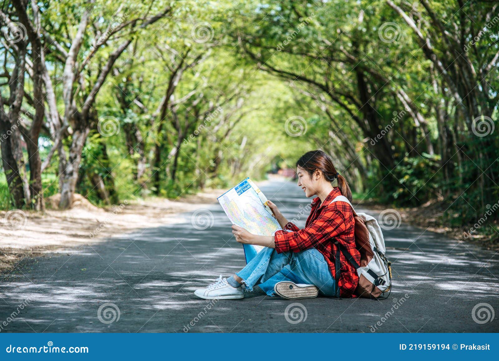Sitting and Watching the Map on the Road Stock Photo - Image of clean ...