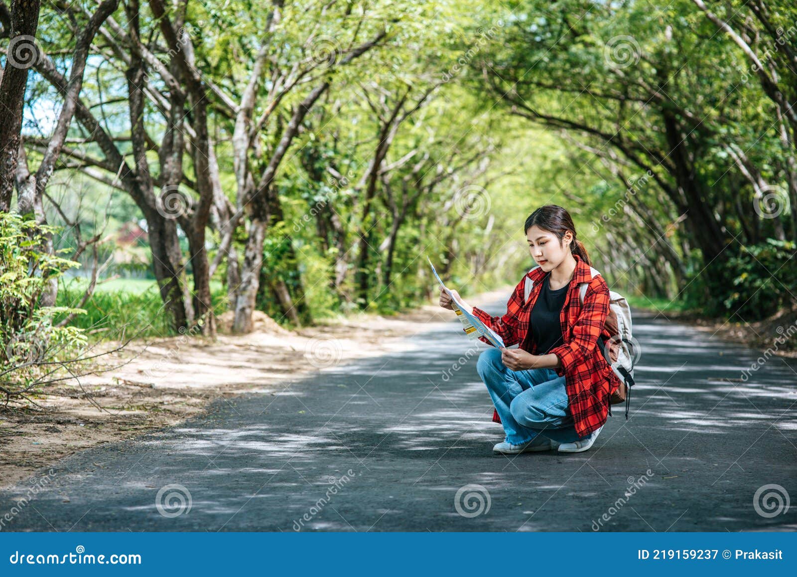 Sitting and Watching the Map on the Road Stock Image - Image of tour ...