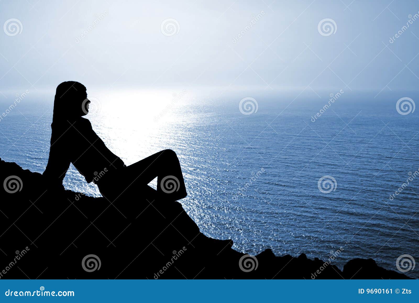 Sitting woman silhouette stock image. Image of contemplation - 9690161