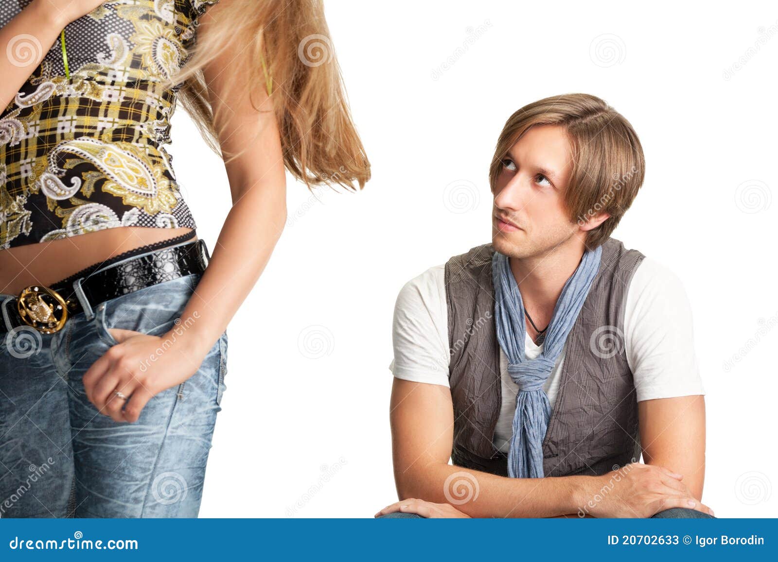 Sittng Men Looks at Woman Bottom Stock Image - Image of amazed, seduce ...