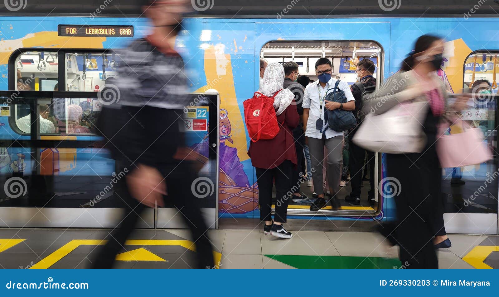 Situation of Getting on and Off the Train at an Mrt Station Jakarta ...
