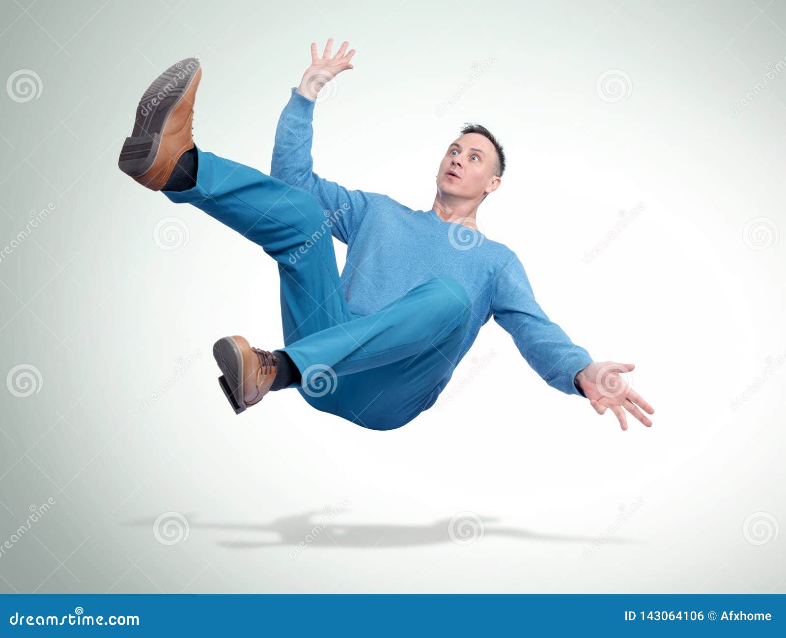 Situation, the Man in Casual Clothes is Falling. Concept of an Accident ...