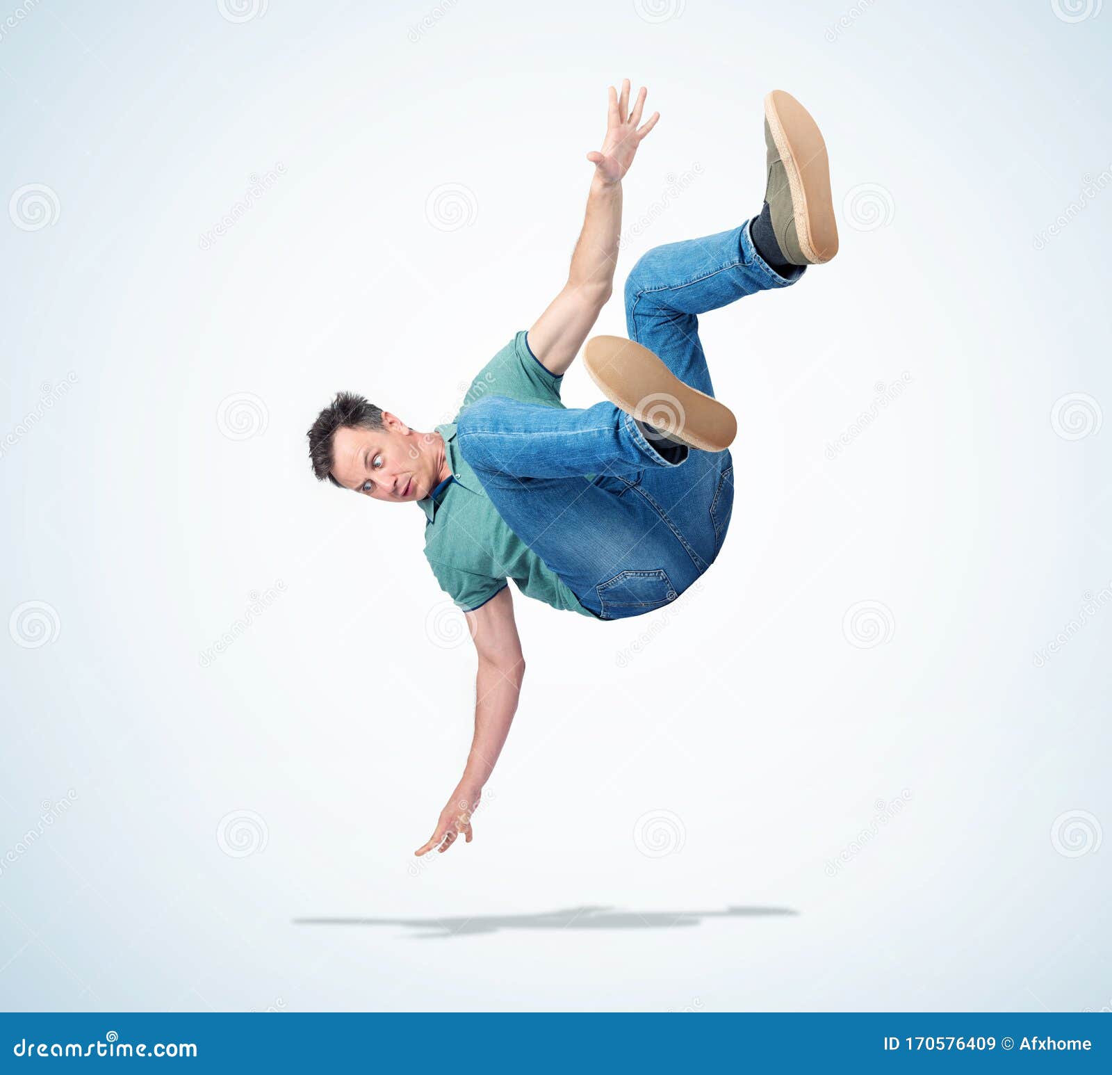 Situation, the Man in Casual Clothes is Falling. Concept of an Accident ...