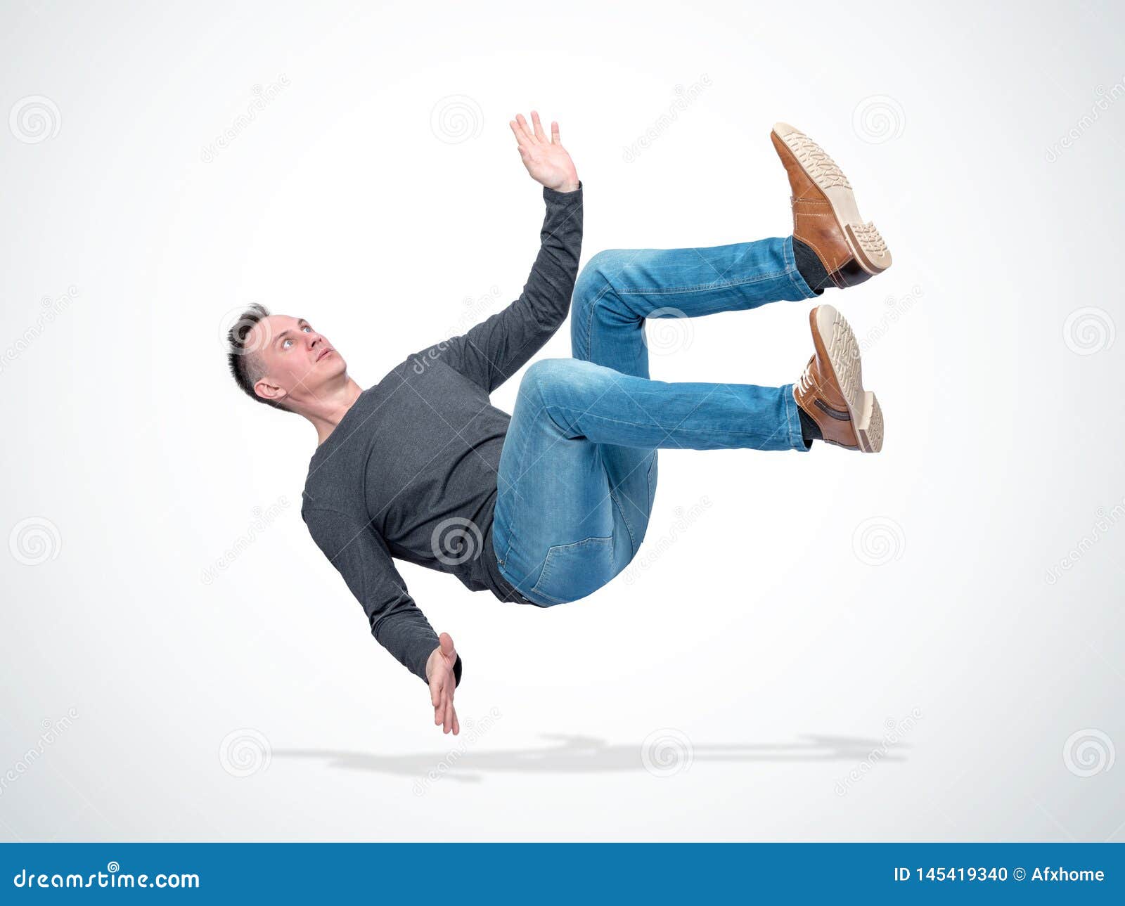 Situation, the Man in Casual Clothes is Falling Down. Concept of an ...