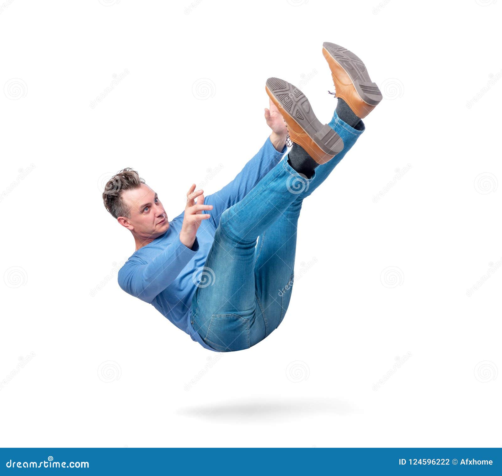 Situation, the Man is Falling. Isolated on White Background Stock Photo ...