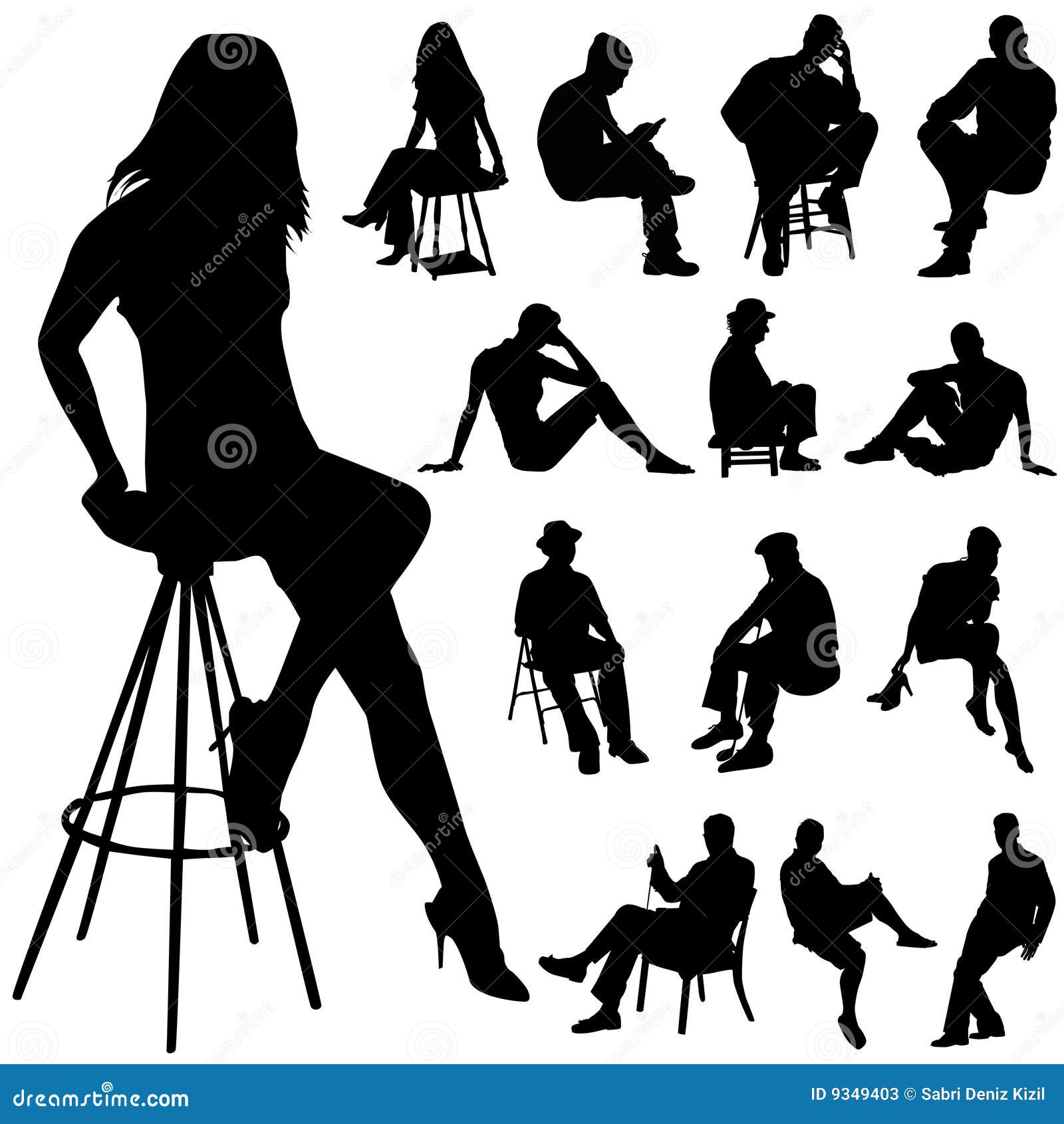 Sitzender Leutevektor vektor abbildung. Illustration von hintergrund - 9349403