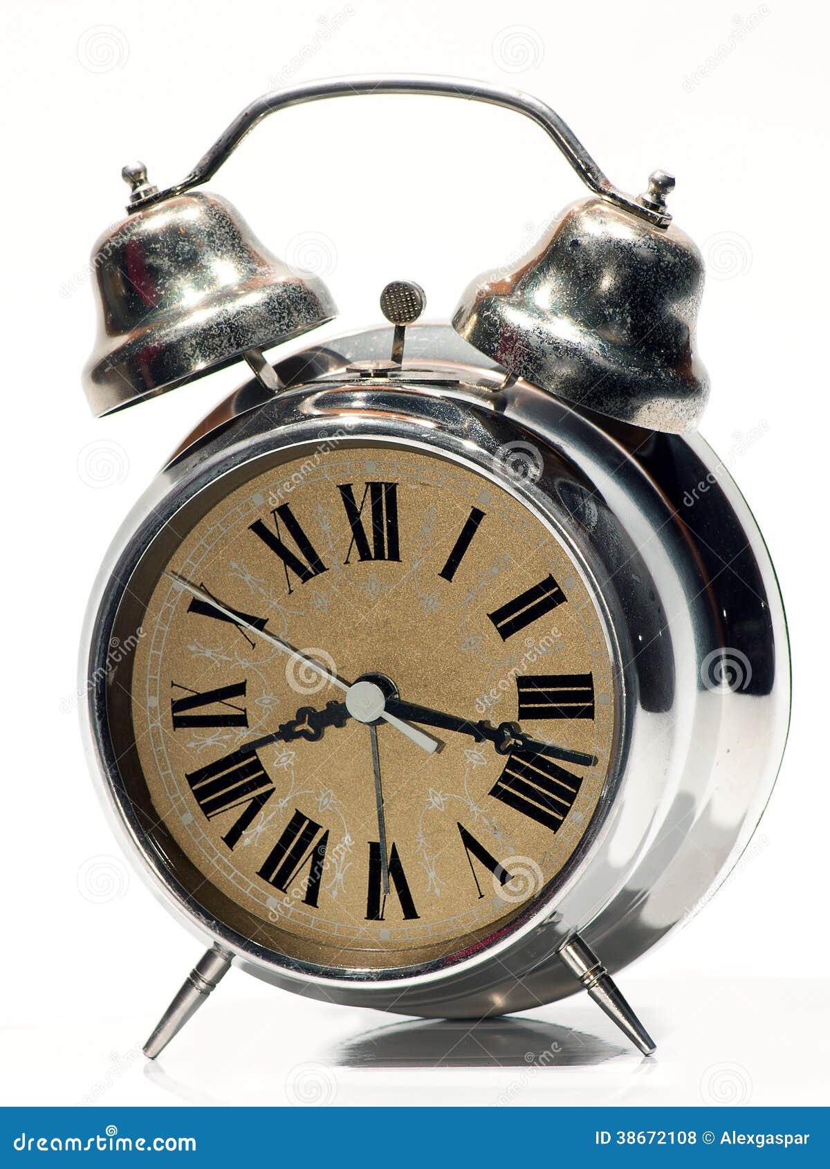 Silver Old Clock with Brown Dial Stock Photo - Image of morning ...