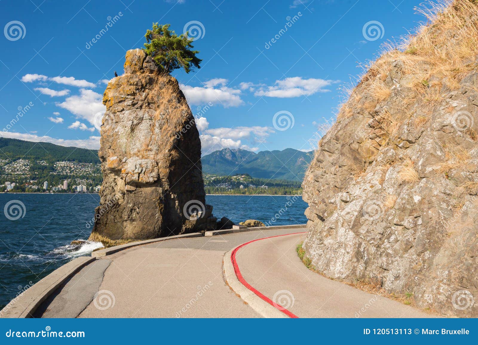 Siwash Rock in Stanley Park, Vancouver Stock Image - Image of blue ...