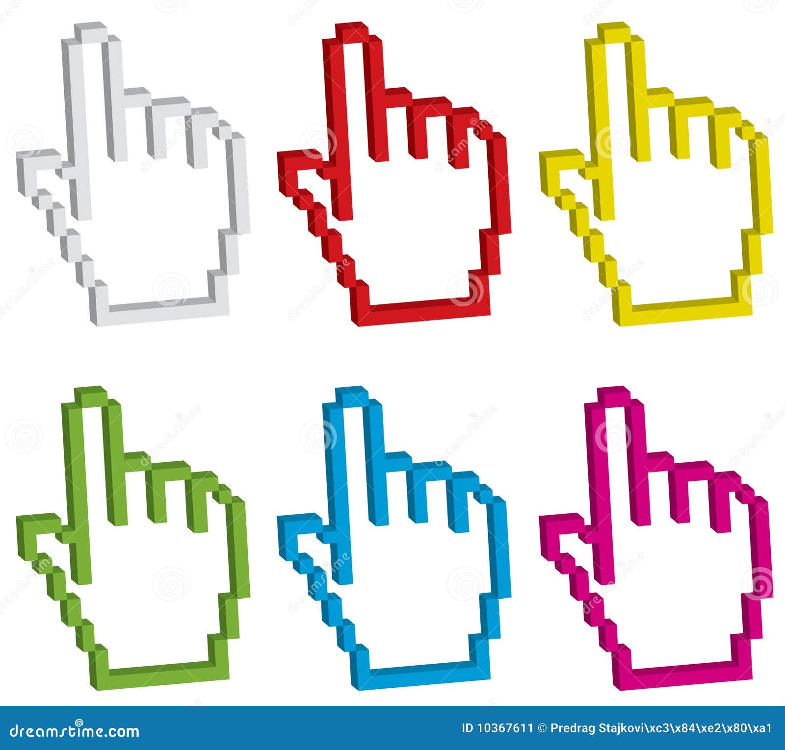 Six 3d hand pointer stock vector. Illustration of cursor - 10367611
