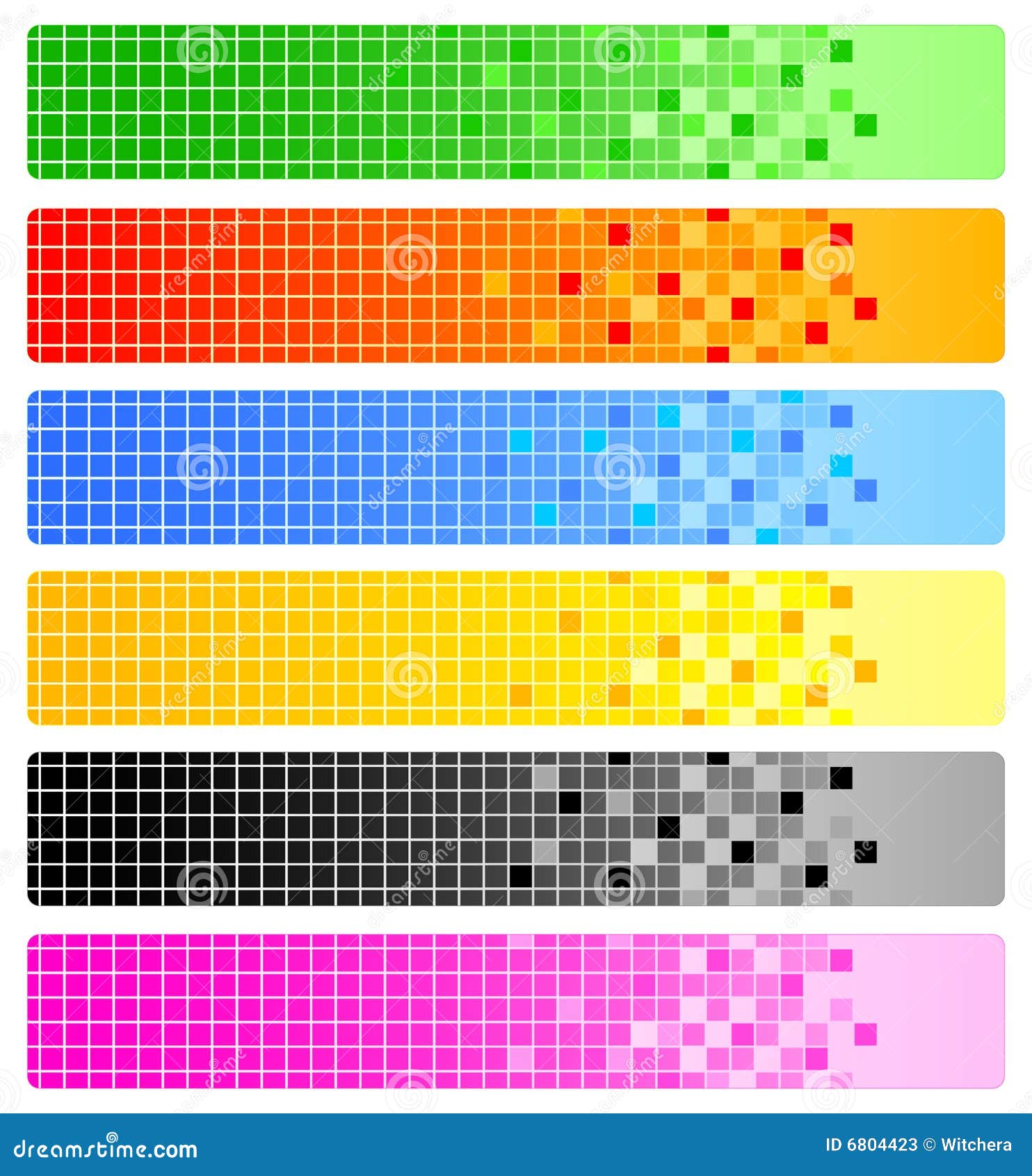 Six Abstract Banners With Pixels Stock Photos - Image: 6804423