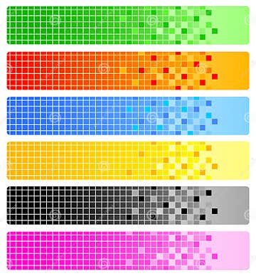 Six Abstract Banners with Pixels Stock Illustration - Illustration of ...