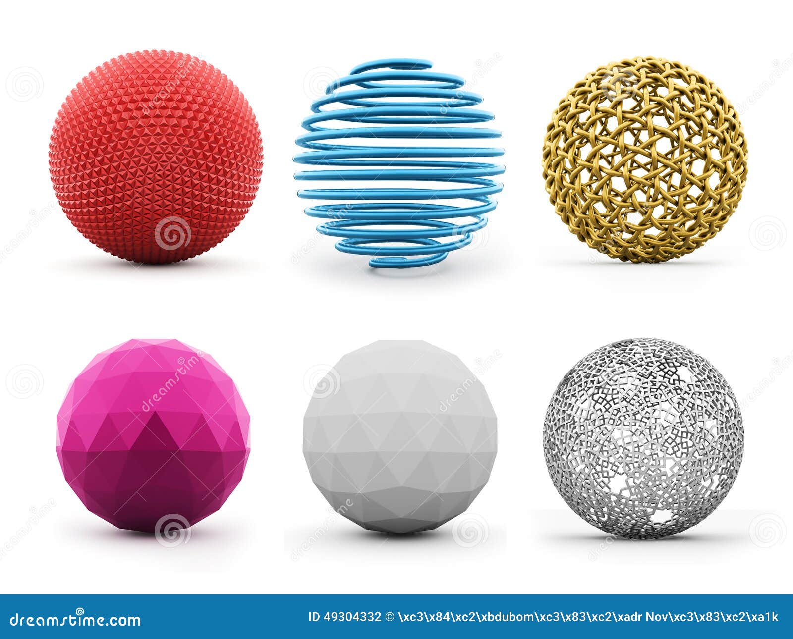 Six Abstract Spheres Colored Isolated on White Stock Illustration ...