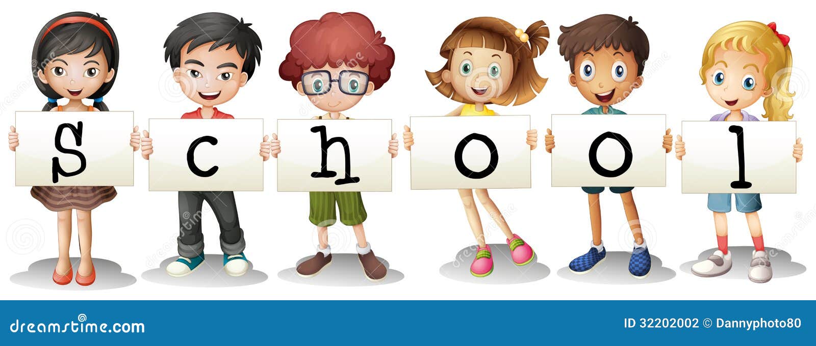 Six adorable students stock vector. Illustration of angle - 32202002