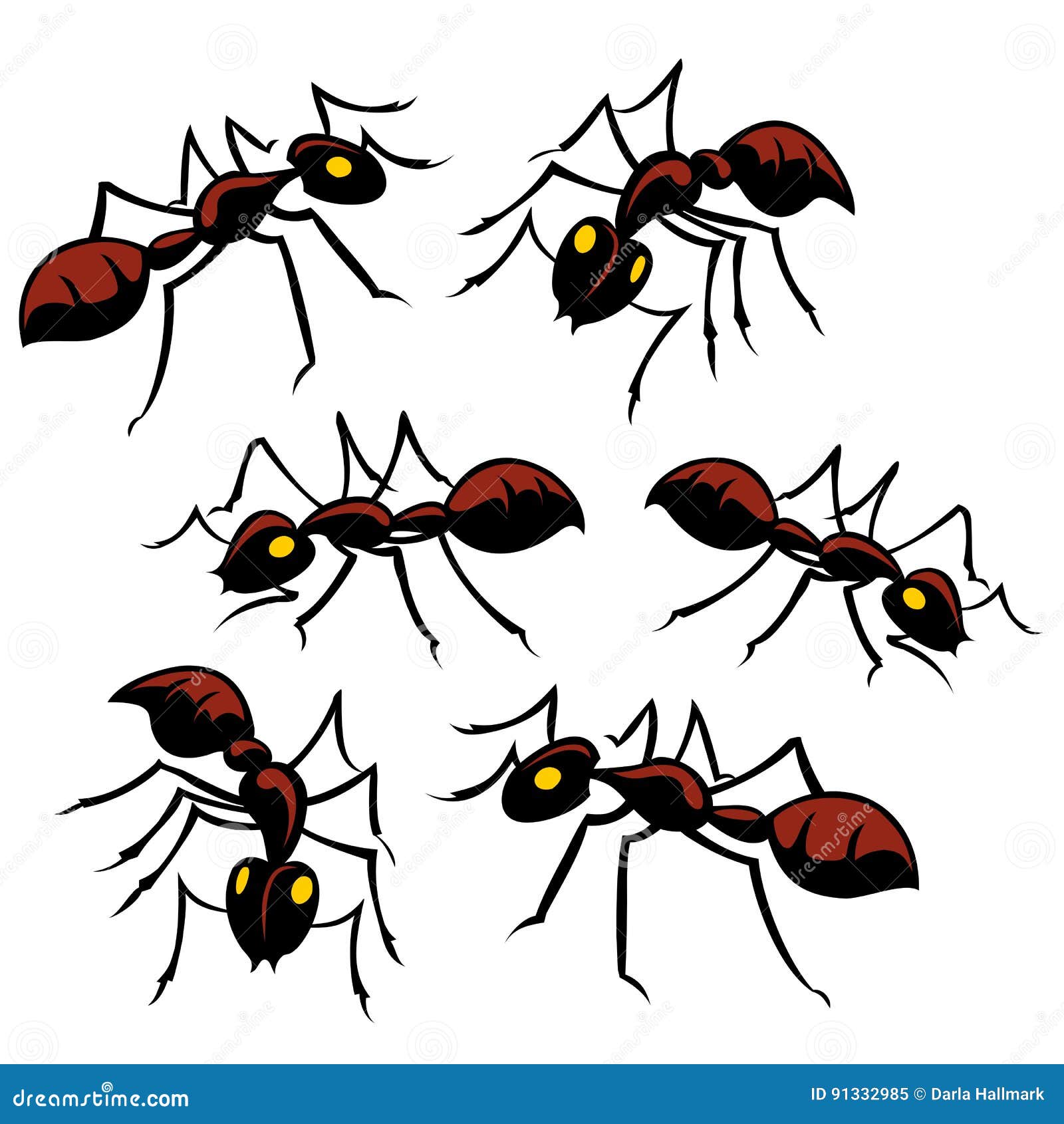 Six ants stock vector. Illustration of bugs, exterminator - 91332985