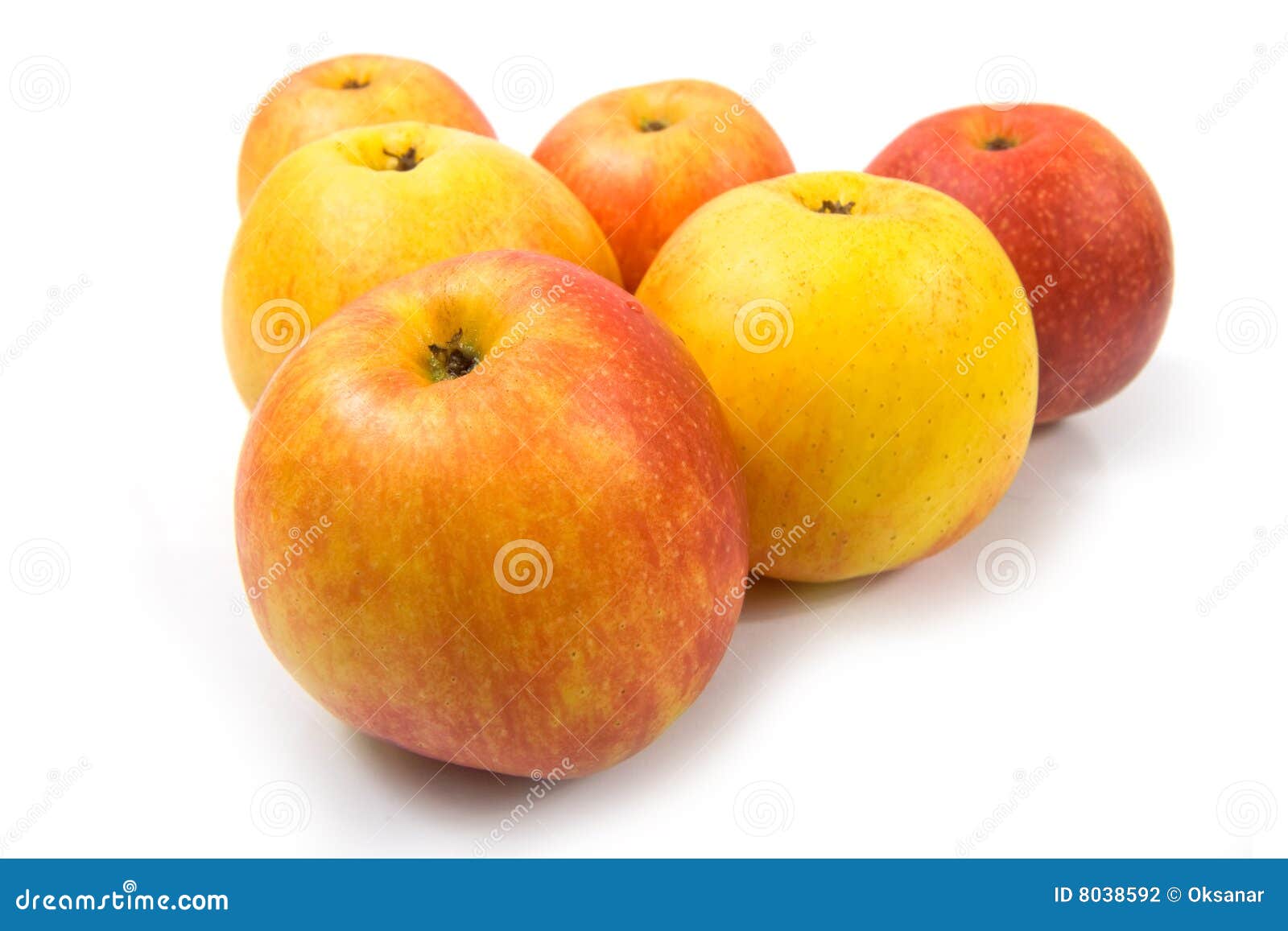 Six apples stock photo. Image of yellow, group, standing - 8038592