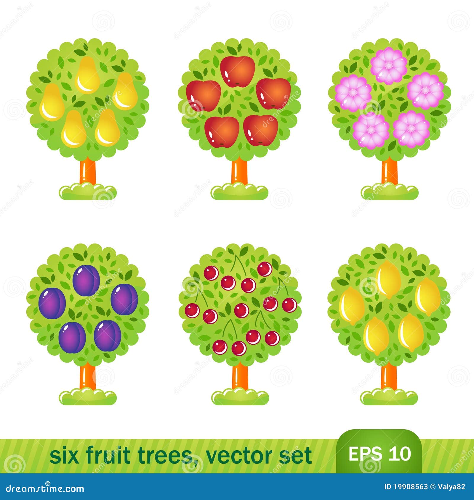 Six arbres fruitiers illustration de vecteur. Illustration du élégance ...