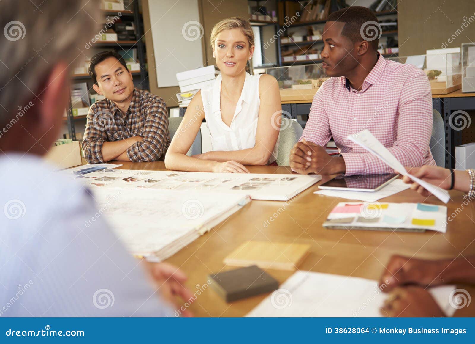 Six Architects Sitting Around Table Having Meeting Stock Photo - Image ...