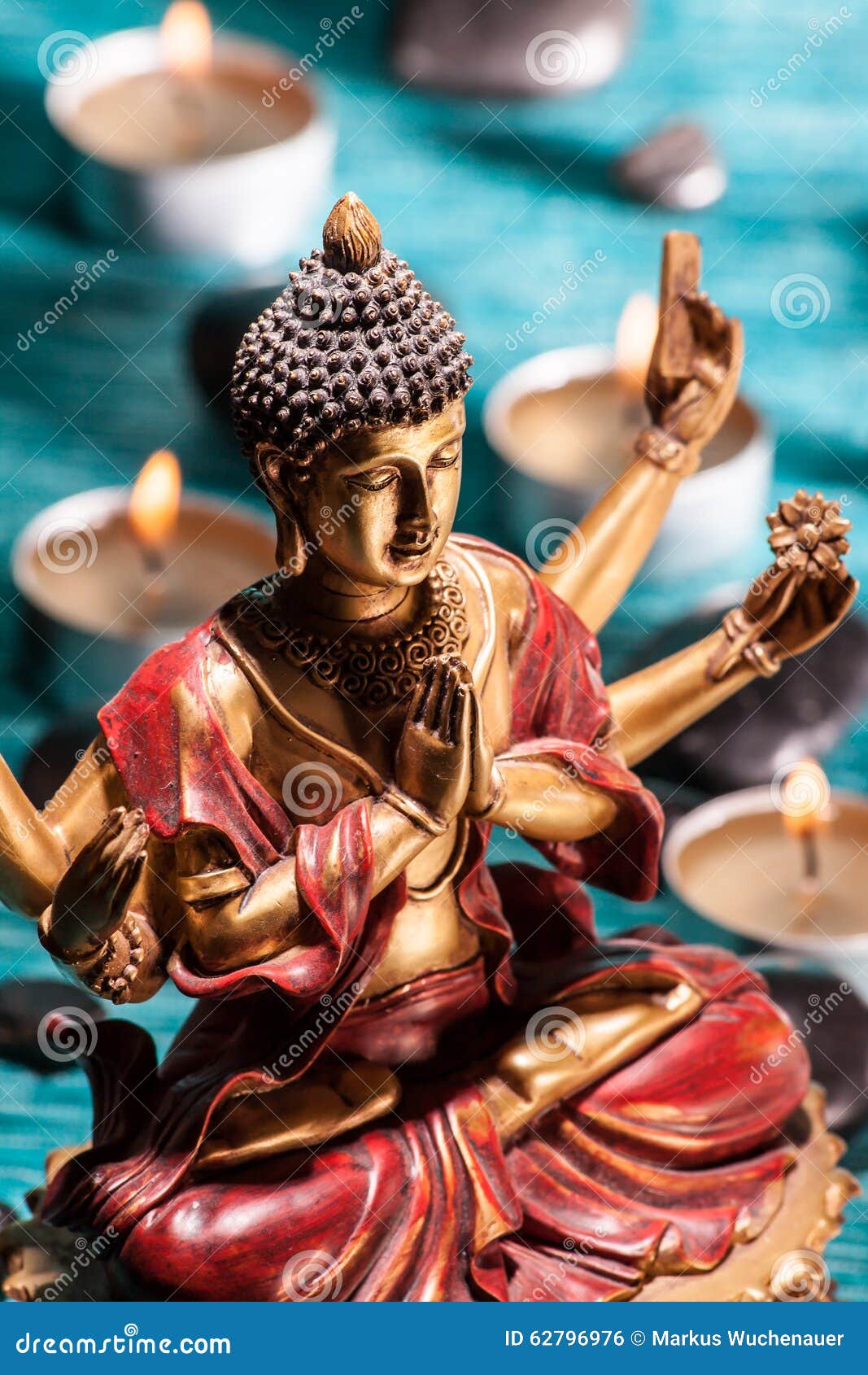 Buddha Meditating Under Autumn Leaves, Kyoto Japan. Royalty-Free Stock ...