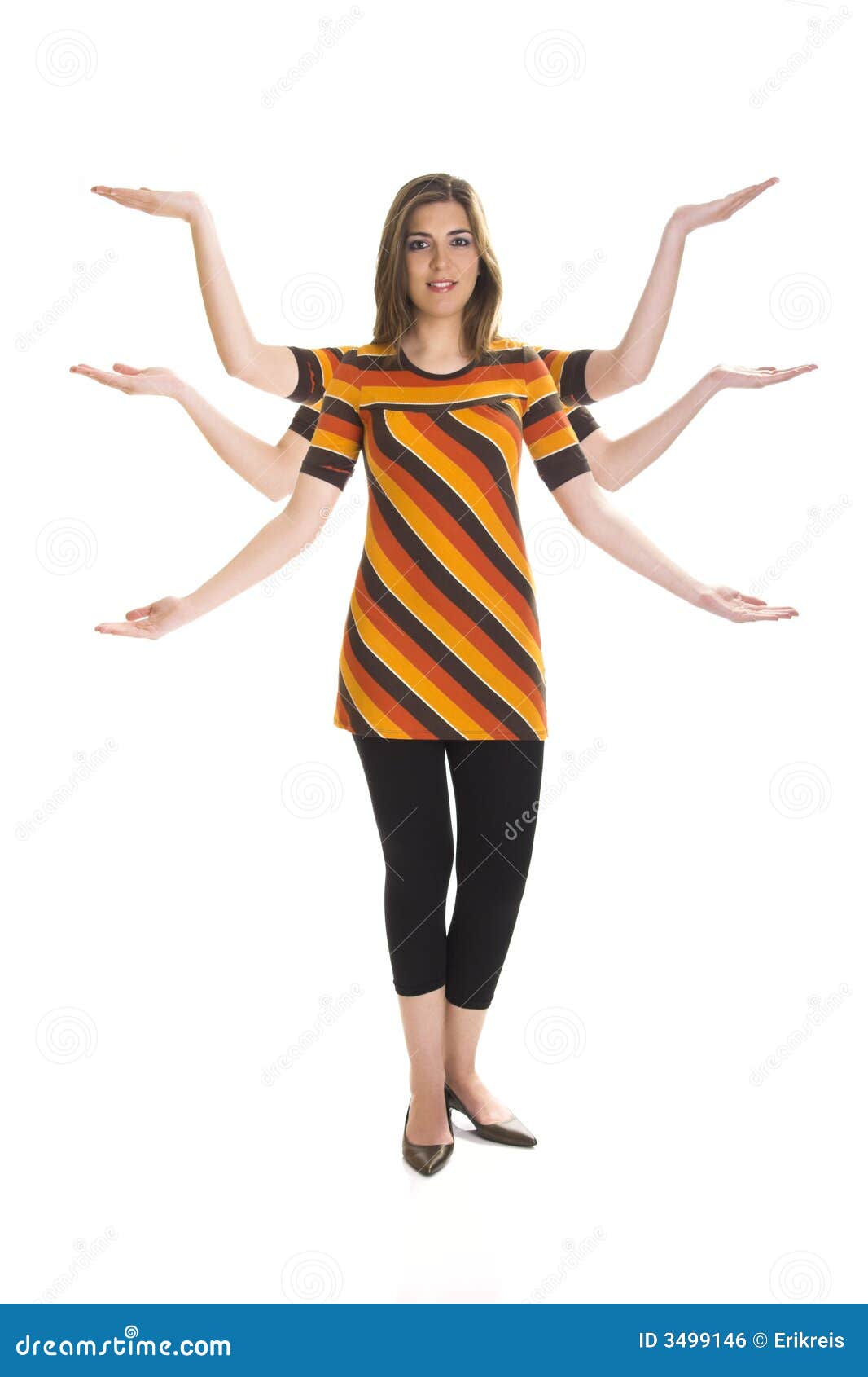 Six arms woman stock photo. Image of makeup, enjoy, health - 3499146