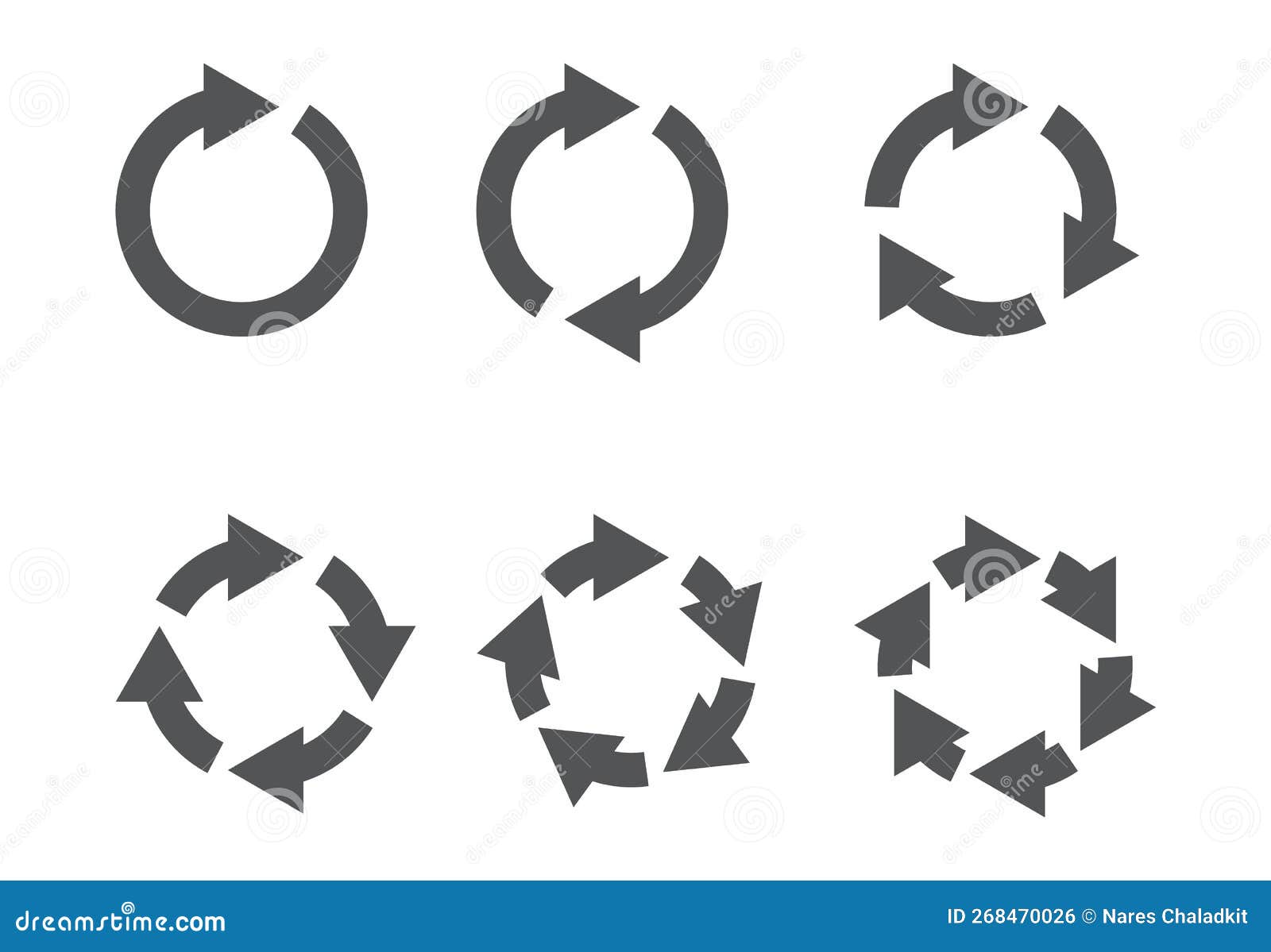 Six arrow reload icons stock illustration. Illustration of recycle ...