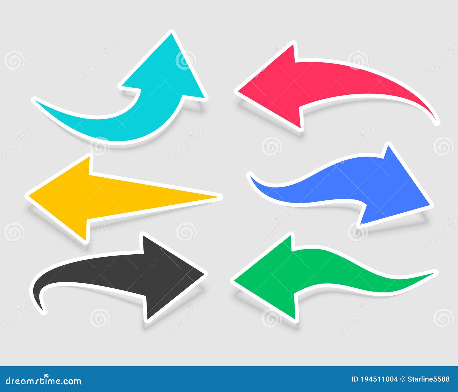 Six Arrow Stickers in Different Colors Stock Vector - Illustration of ...