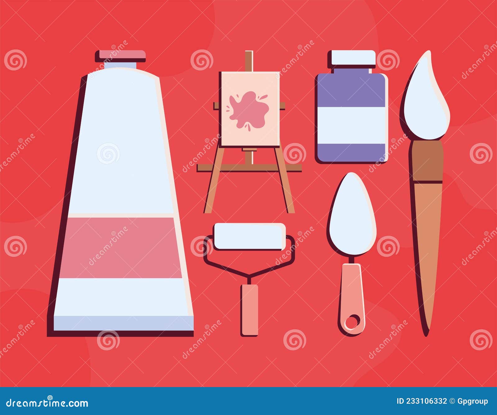 Six art items stock vector. Illustration of frame, design - 233106332