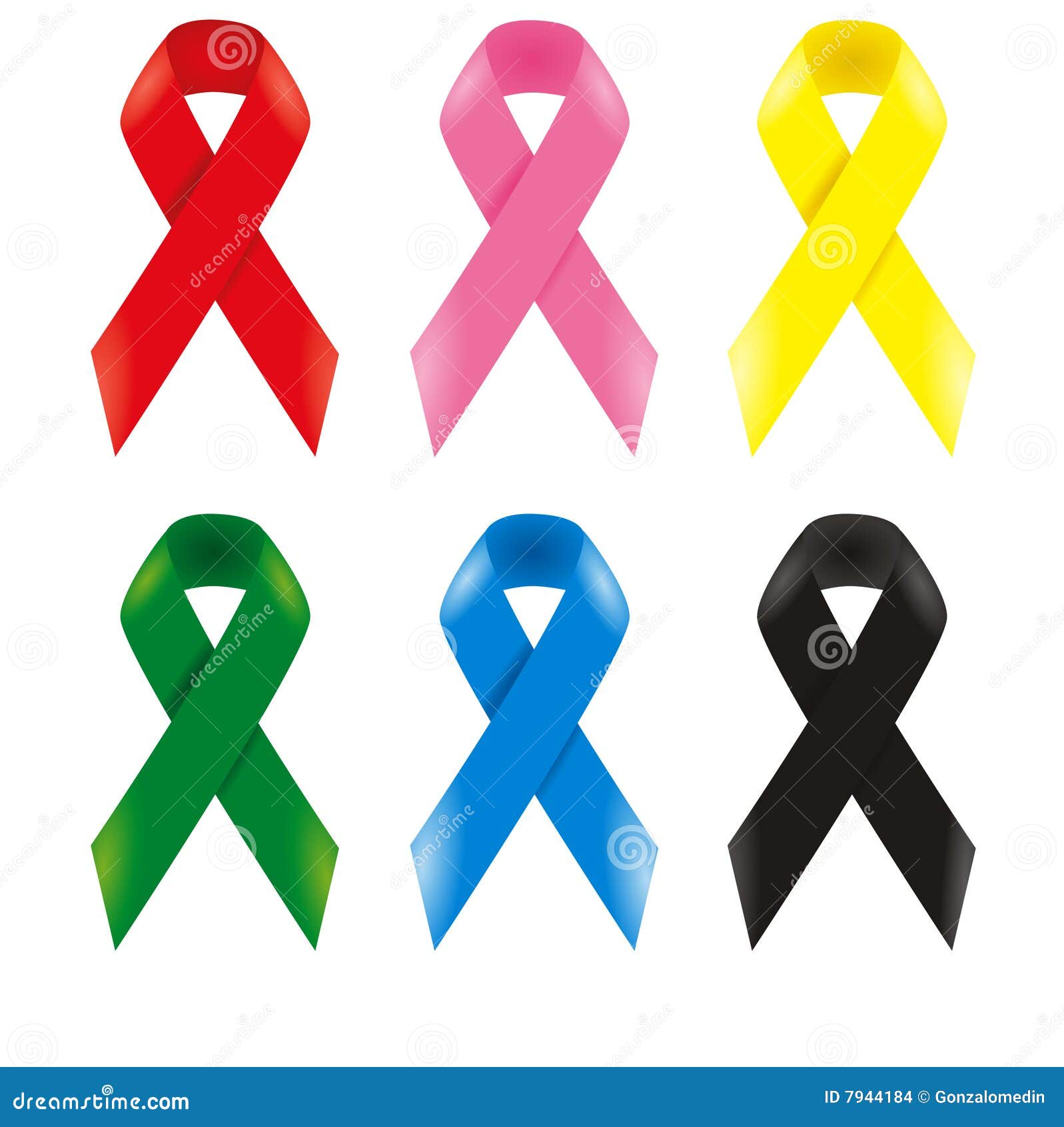Six awareness ribbons stock vector. Illustration of issue - 7944184