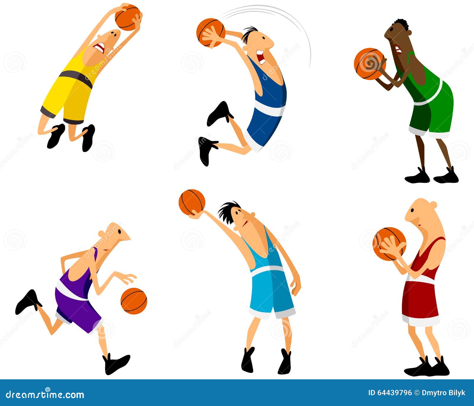 Six basketball players stock vector. Illustration of figure - 64439796