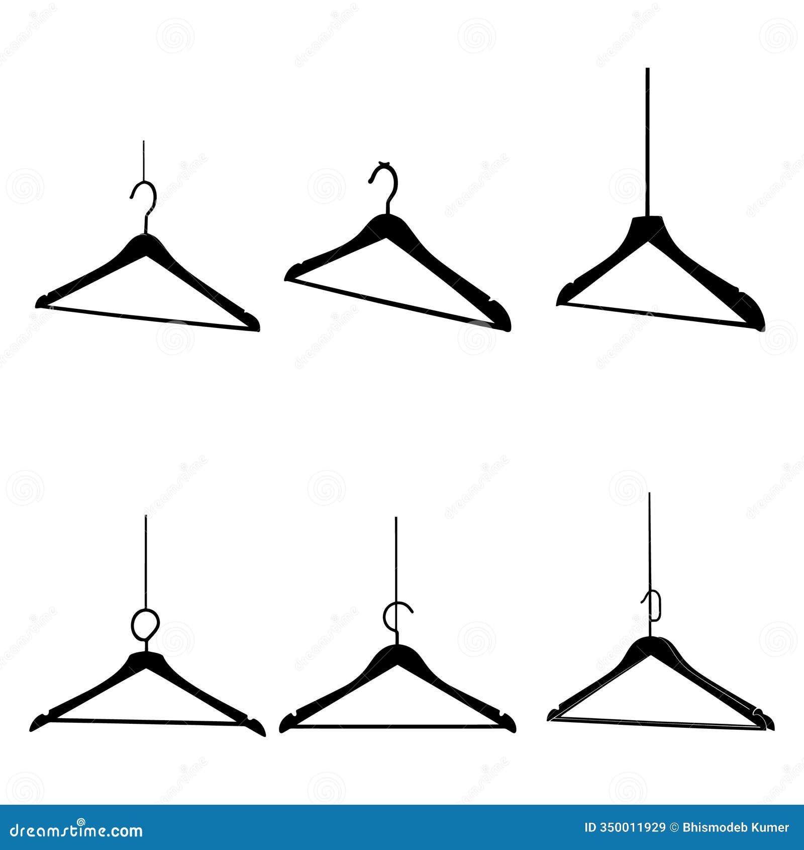Six Black Triangle Coat Hangers in Various Orientations Stock Vector ...
